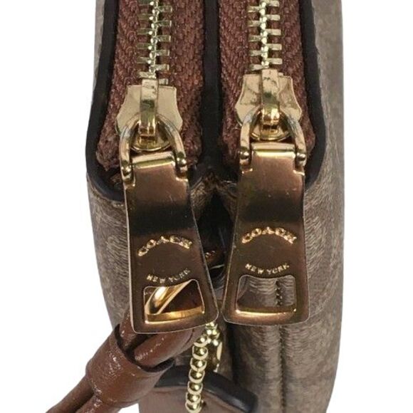 Coach | Bags | Coach Double Corner Zip Signature Wallet Phone Wristlet ...